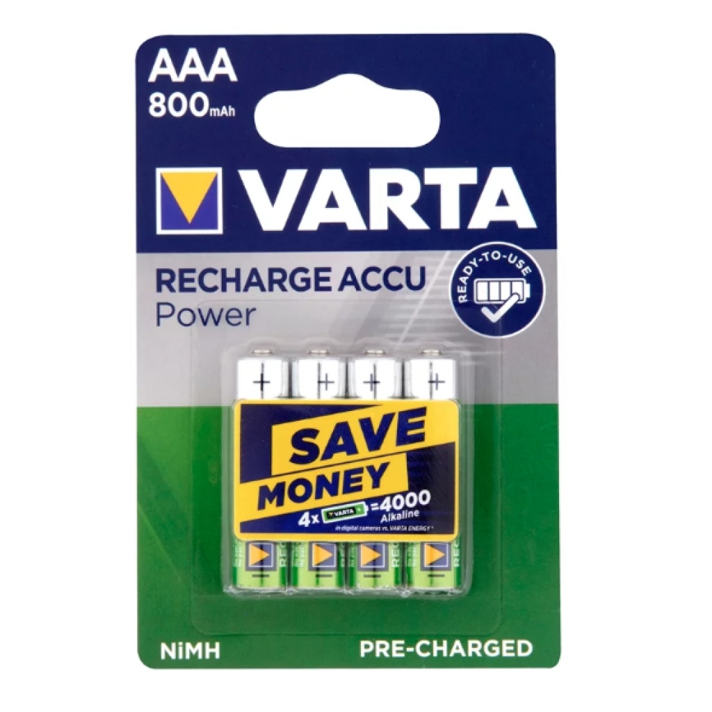 4 x Varta NiMH AAA Rechargeable Batteries - Aubattery
