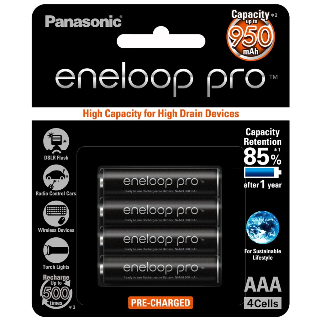 4 x Eneloop Pro Ni–MH Rechargeable AAA Batteries - Aubattery