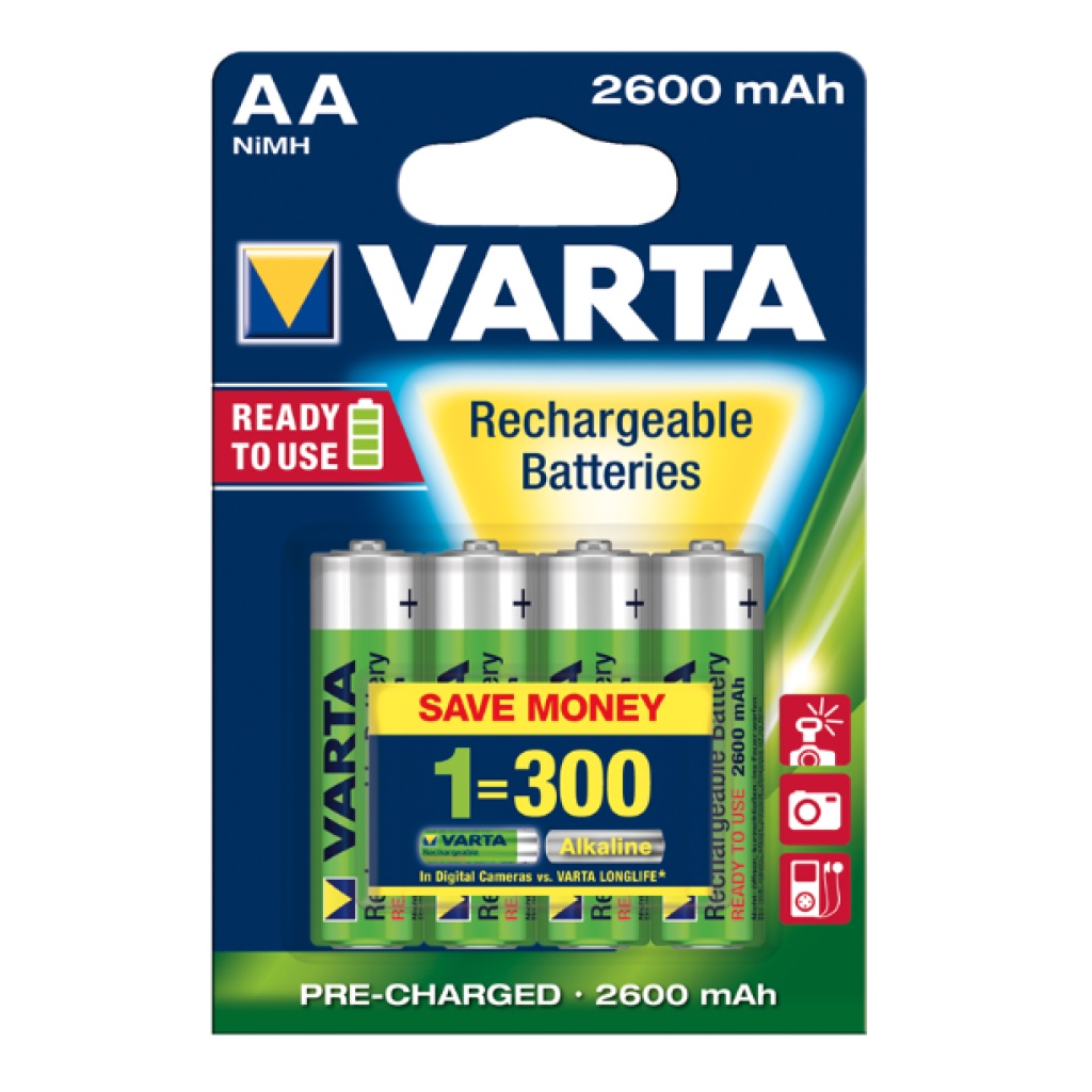 4 x Varta NiMH AA Rechargeable Batteries - Aubattery