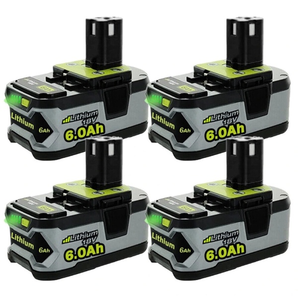 4 x Ryobi 18V 6.0Ah ONE+ Plus Compatible Battery P108 P104 BPL-1815 ...